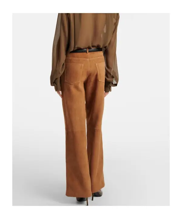 Nour Hammour Milo Suede Wide-leg Pants