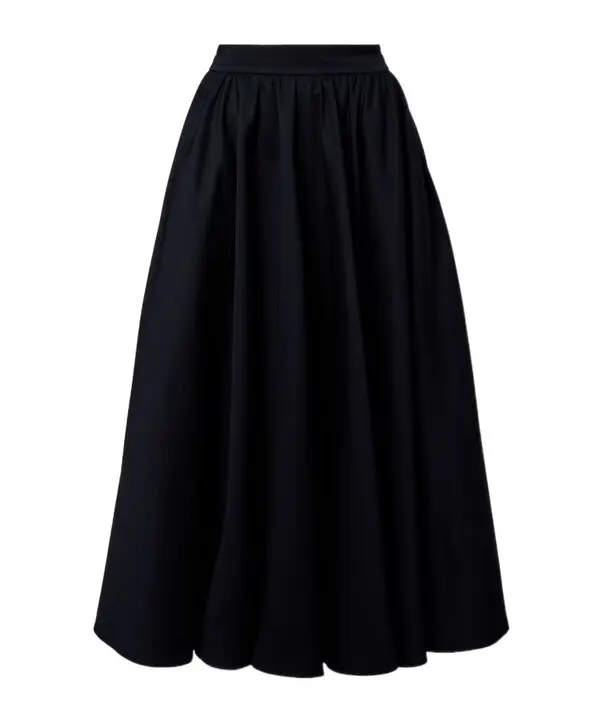 PATOU Pleated Cotton Midi Skirt