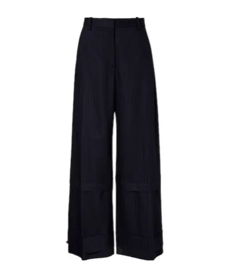 Khaite Linden Pinstripe High-rise Wide-leg Pants - Black