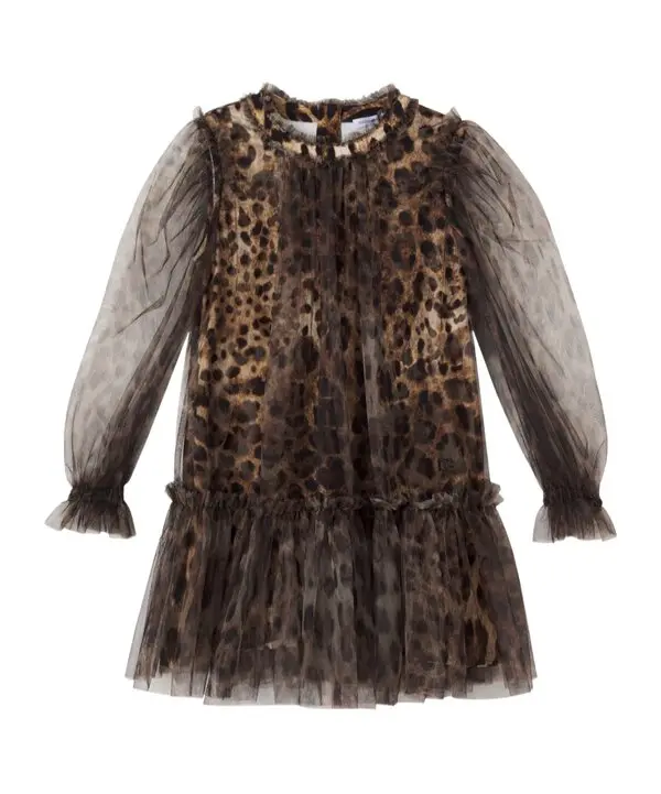 Dolce & Gabbana Leopard-print Ruffled Tulle Dress