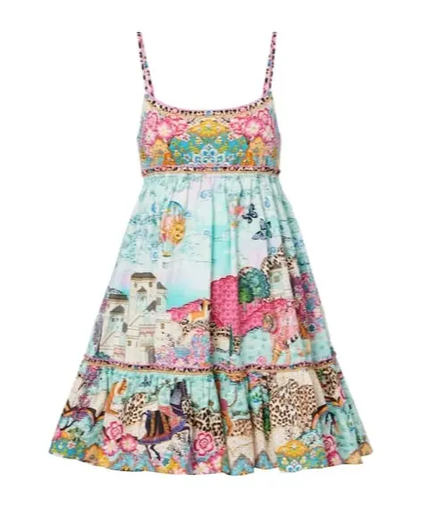 Camilla Gathered Printed Cotton Minidress