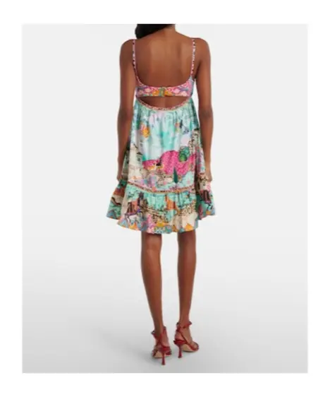 Camilla Gathered Printed Cotton Minidress