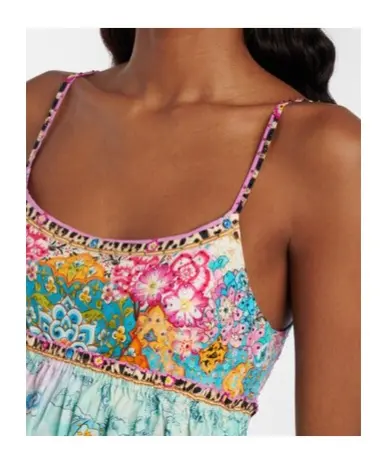 Camilla Gathered Printed Cotton Minidress