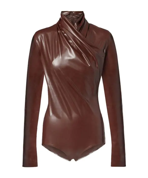 MUGLER Draped Bodysuit - Red