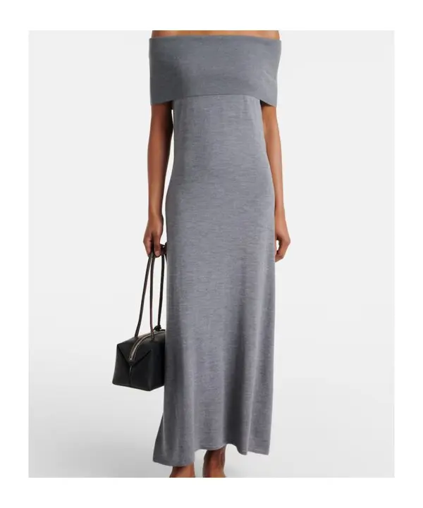 Jardin Des Orangers Off-shoulder Virgin Wool Maxi Dress