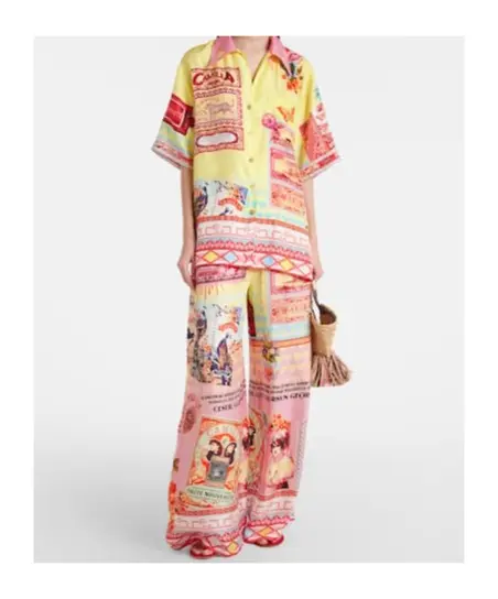 Camilla Collage Kingdom Silk Bowling Shirt