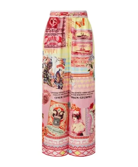 Camilla Printed Silk Wide-leg Pants - Pink