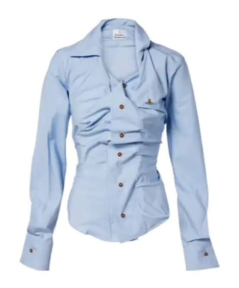 VIVIENNE WESTWOOD Orb Embroidered Cotton Poplin Shirt - Blue