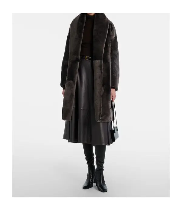 Nour Hammour Juno Shearling Wrap Coat