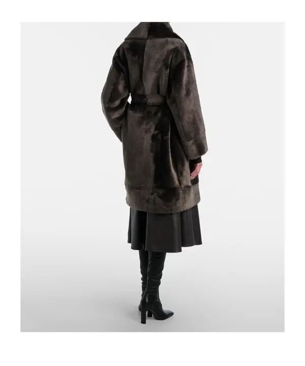 Nour Hammour Juno Shearling Wrap Coat