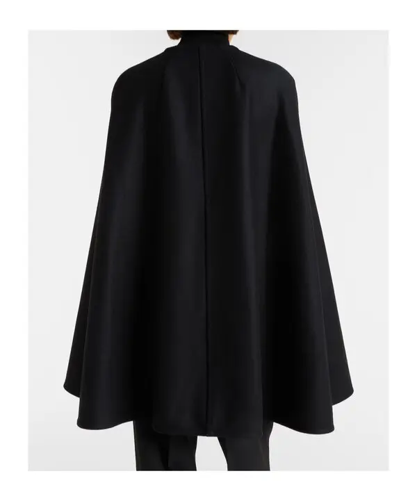 NILI LOTAN Arianna Leather-trimmed Wool-blend Cape