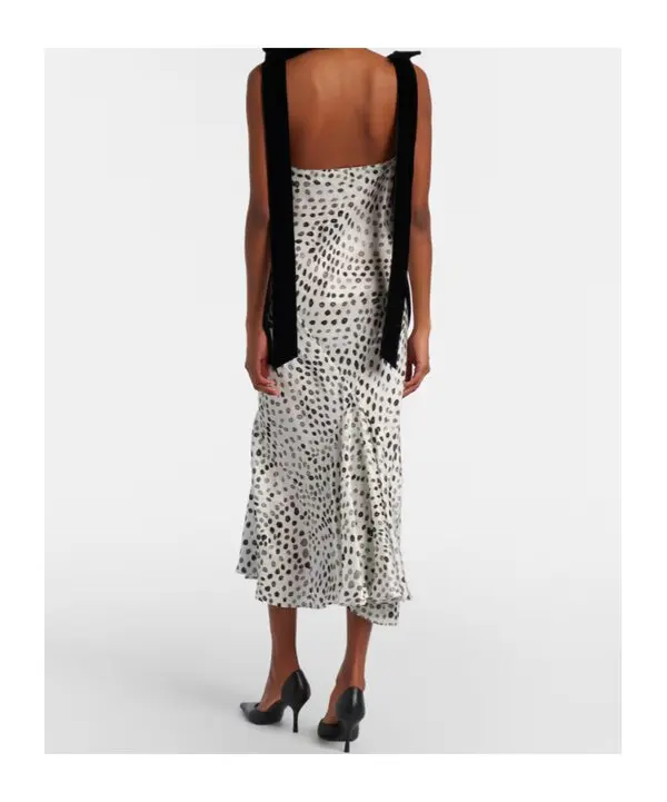Nina Ricci Polka-dot Satin Midi Dress