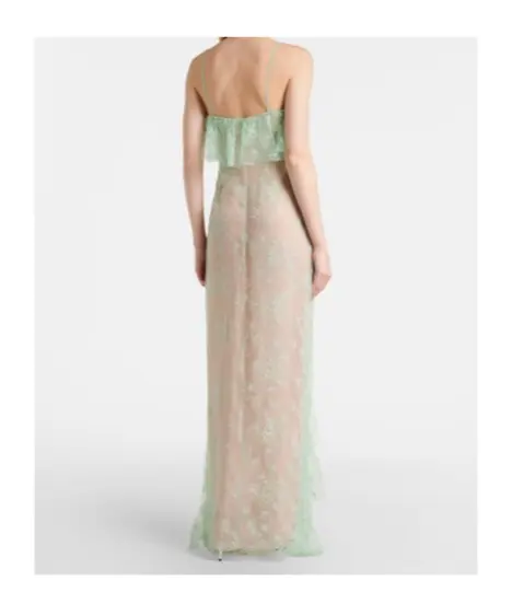 Blumarine Ruffled Sheer Lace Gown