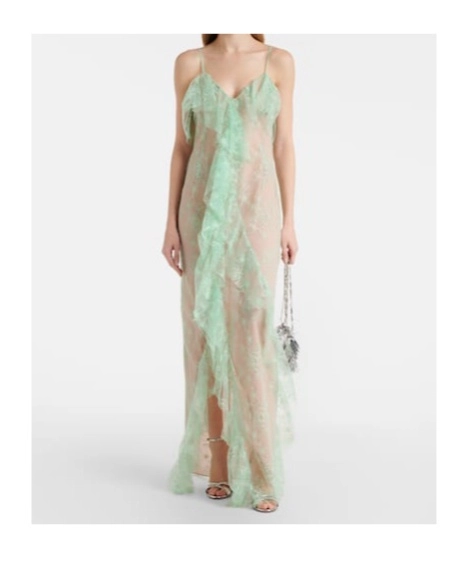 Blumarine Ruffled Sheer Lace Gown
