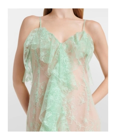 Blumarine Ruffled Sheer Lace Gown