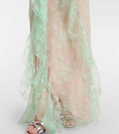 Blumarine Ruffled Sheer Lace Gown