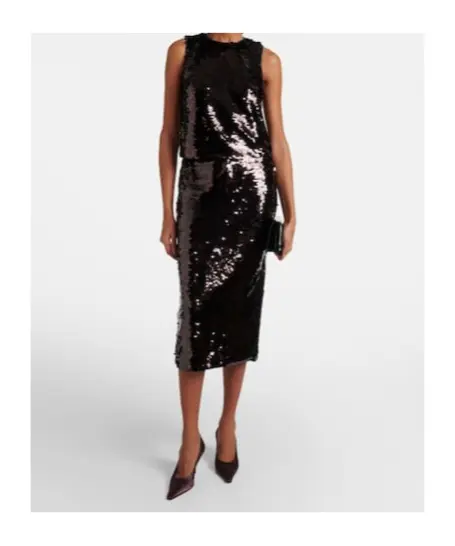 Staud Ciara Sequined Pencil Skirt