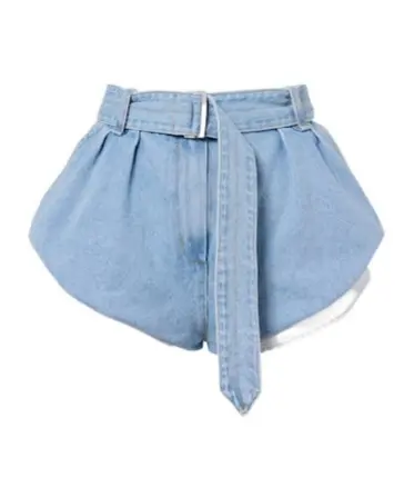 Magda Butrym Belted High-rise Denim Shorts