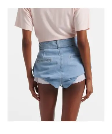 Magda Butrym Belted High-rise Denim Shorts