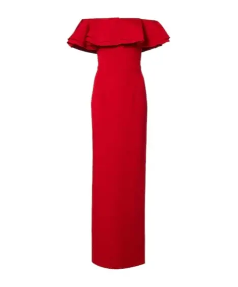 SAFIYAA LONDON Ryan Ruffled Off-shoulder Crêpe Gown