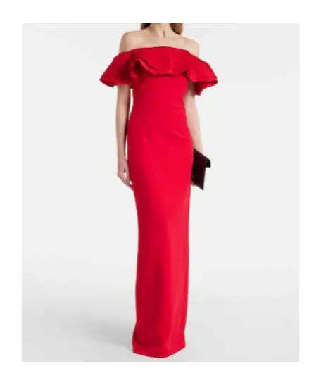 SAFIYAA LONDON Ryan Ruffled Off-shoulder Crêpe Gown