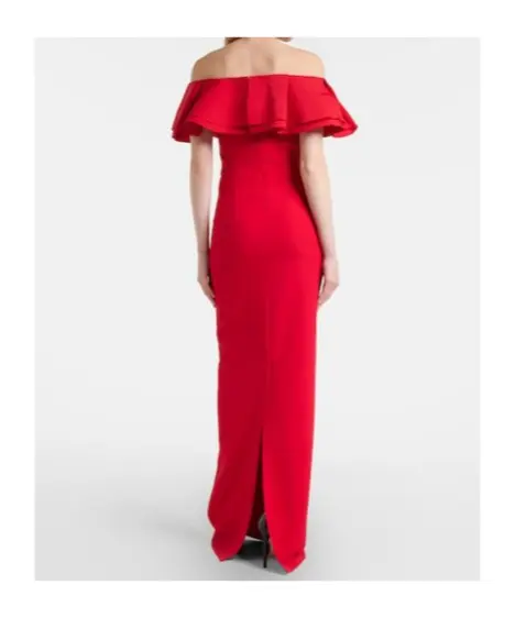 SAFIYAA LONDON Ryan Ruffled Off-shoulder Crêpe Gown