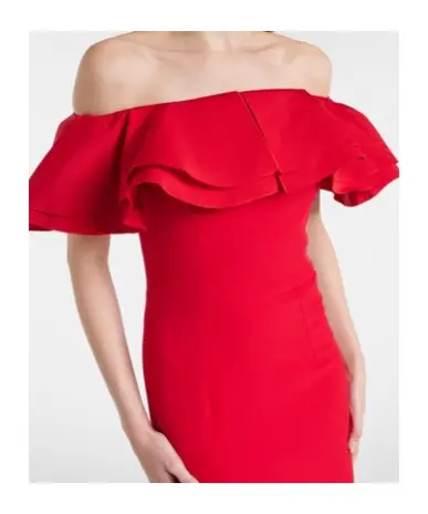 SAFIYAA LONDON Ryan Ruffled Off-shoulder Crêpe Gown