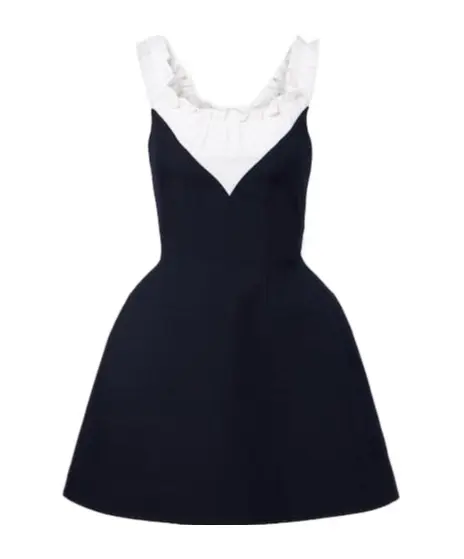 SHUSHU/TONG Ruffled Wool And Silk Minidress - Bluewhite