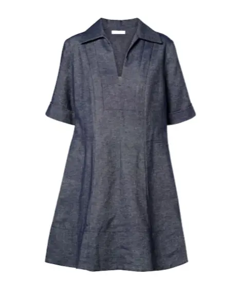 Vince Cotton And Linen Chambray Minidress