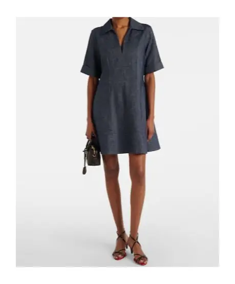 Vince Cotton And Linen Chambray Minidress