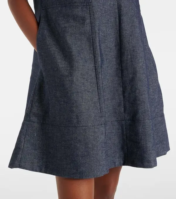 Vince Cotton And Linen Chambray Minidress