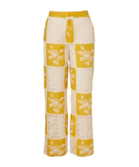 Farm Rio Lace-trimmed Cotton Straight Pants - Nude