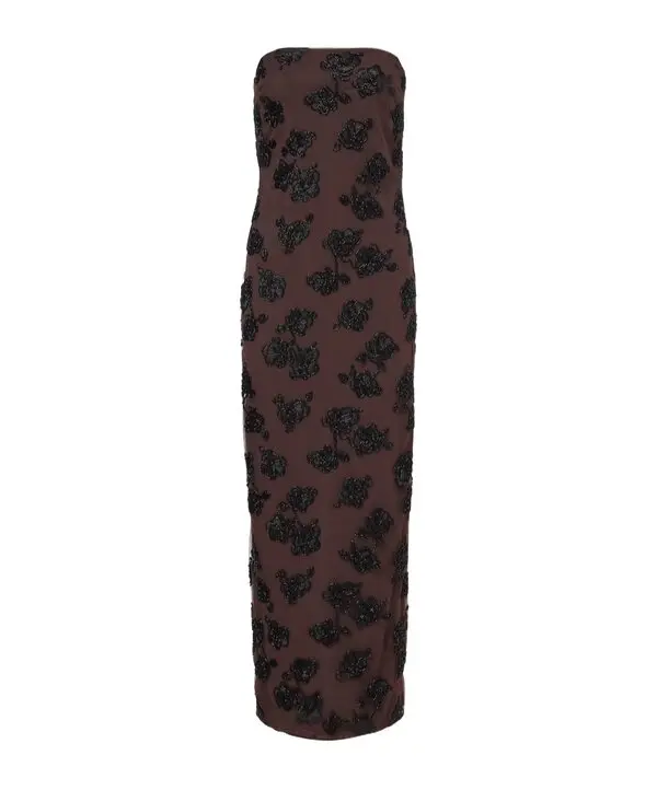 ROTATE BY BIRGER CHRISTENSEN Beaded Floral Maxi Dress