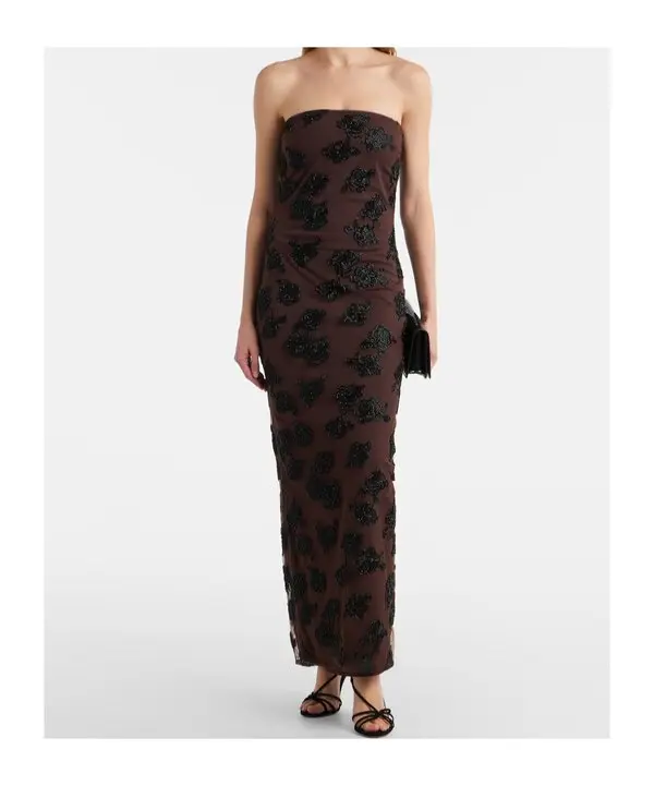 ROTATE BY BIRGER CHRISTENSEN Beaded Floral Maxi Dress