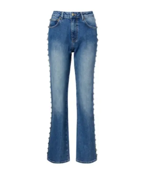 Simkhai Amelia Studded Straight Jeans - Blue