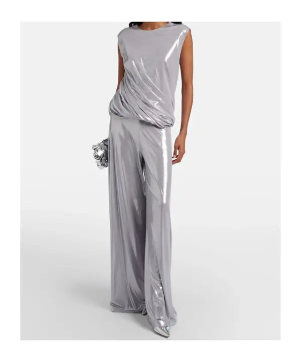 Norma Kamali Twist Metallic-effect Top