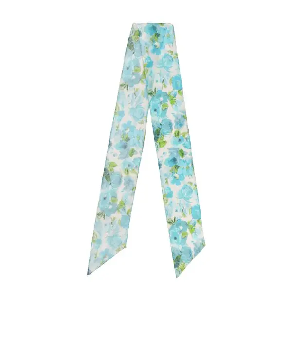 Chloé Printed Silk Scarf - White-blue
