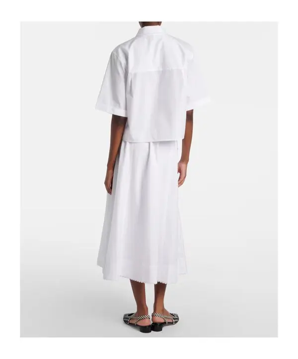 Vince Scalloped Cotton Poplin Midi Skirt
