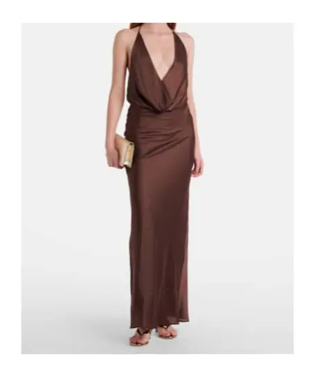 ROTATE BY BIRGER CHRISTENSEN Draped Chiffon Maxi Dress