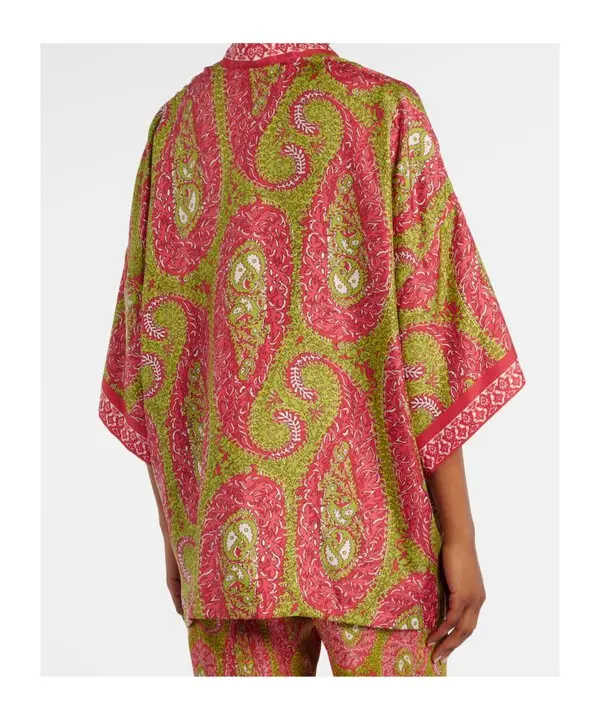 Etro Printed Silk Twill Wrap Coat