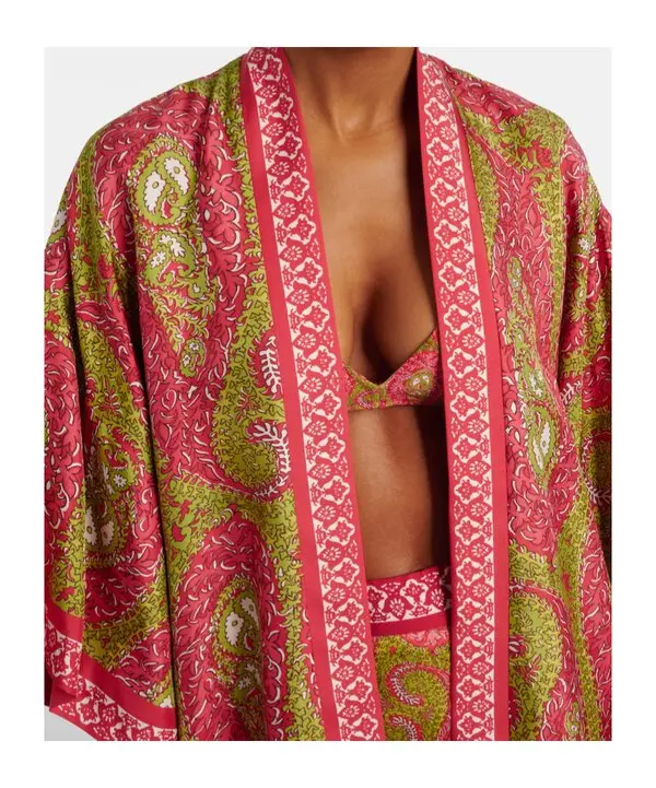 Etro Printed Silk Twill Wrap Coat