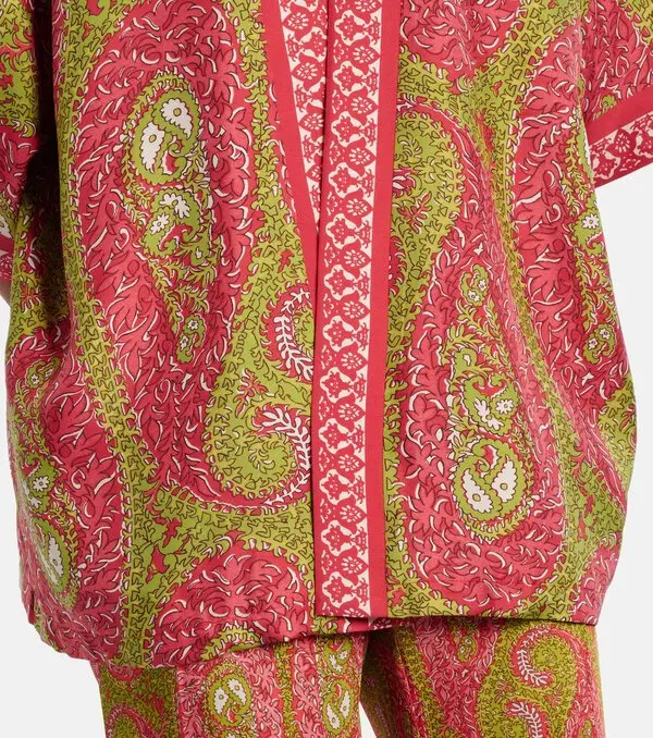 Etro Printed Silk Twill Wrap Coat