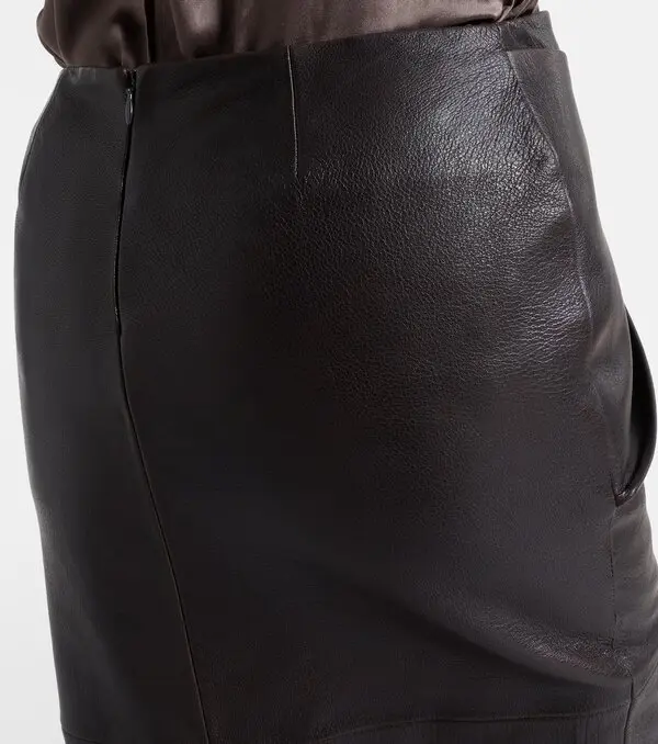 Magda Butrym Floral-appliqué Leather Midi Skirt