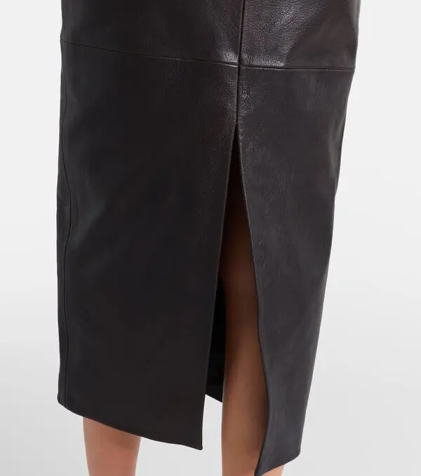 Magda Butrym Floral-appliqué Leather Midi Skirt