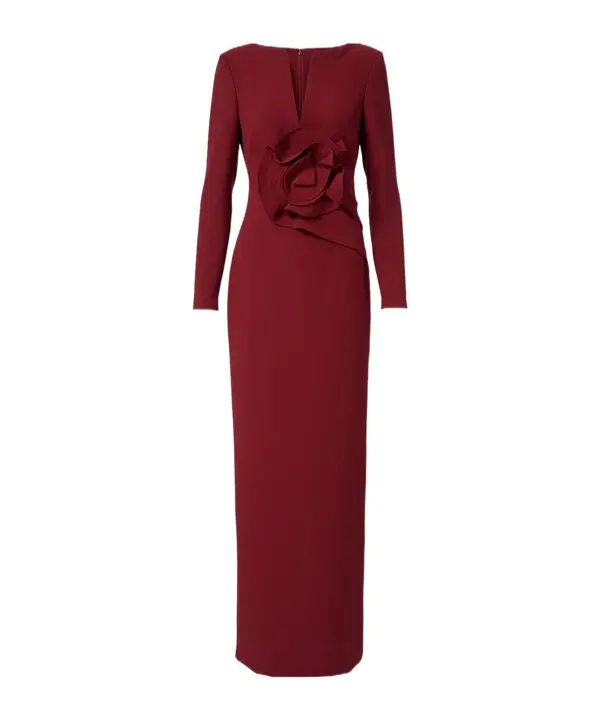 Roland Mouret Floral-appliqué Crêpe Gown - Red