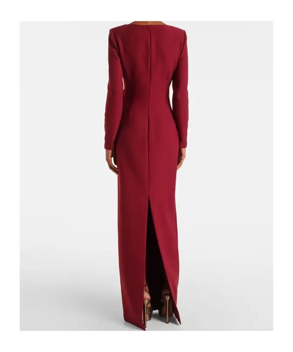 Roland Mouret Floral Appliqué V-neck Gown - Red
