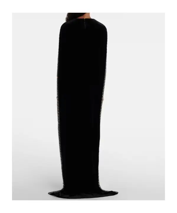 Roland Mouret Caped Embellished Velvet Gown