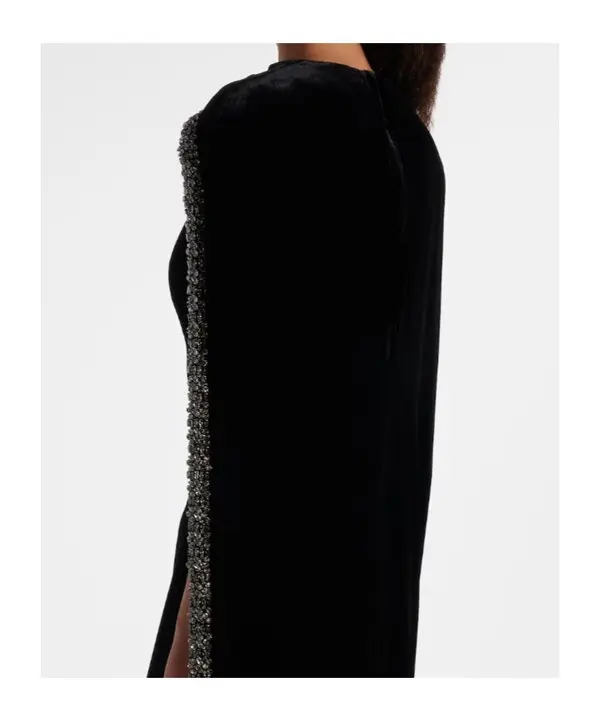 Roland Mouret Caped Embellished Velvet Gown