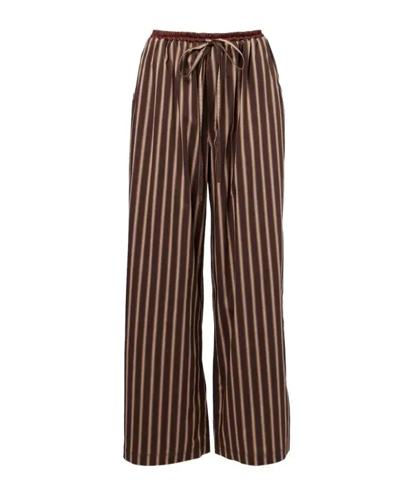 JACQUES WEI Striped Cotton-blend Wide-leg Pants - Black