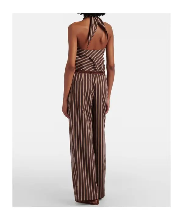 JACQUES WEI Striped Cotton-blend Wide-leg Pants